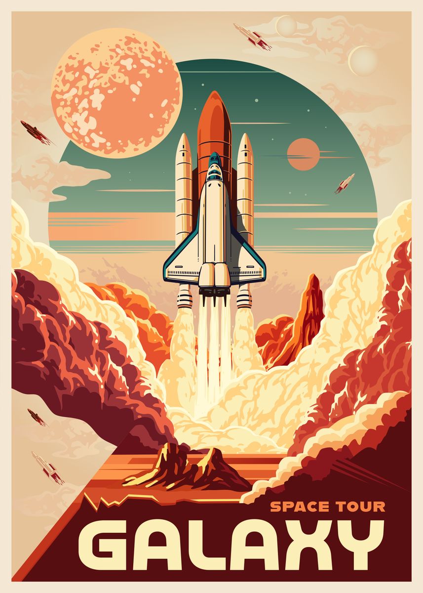 'Galaxy Spaceship Launch' Poster, picture, metal print, paint by ...
