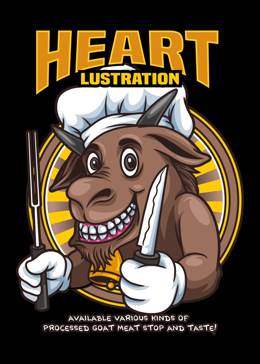 'Goat Chef Mascot Text' Poster by hendra pratama | Displate