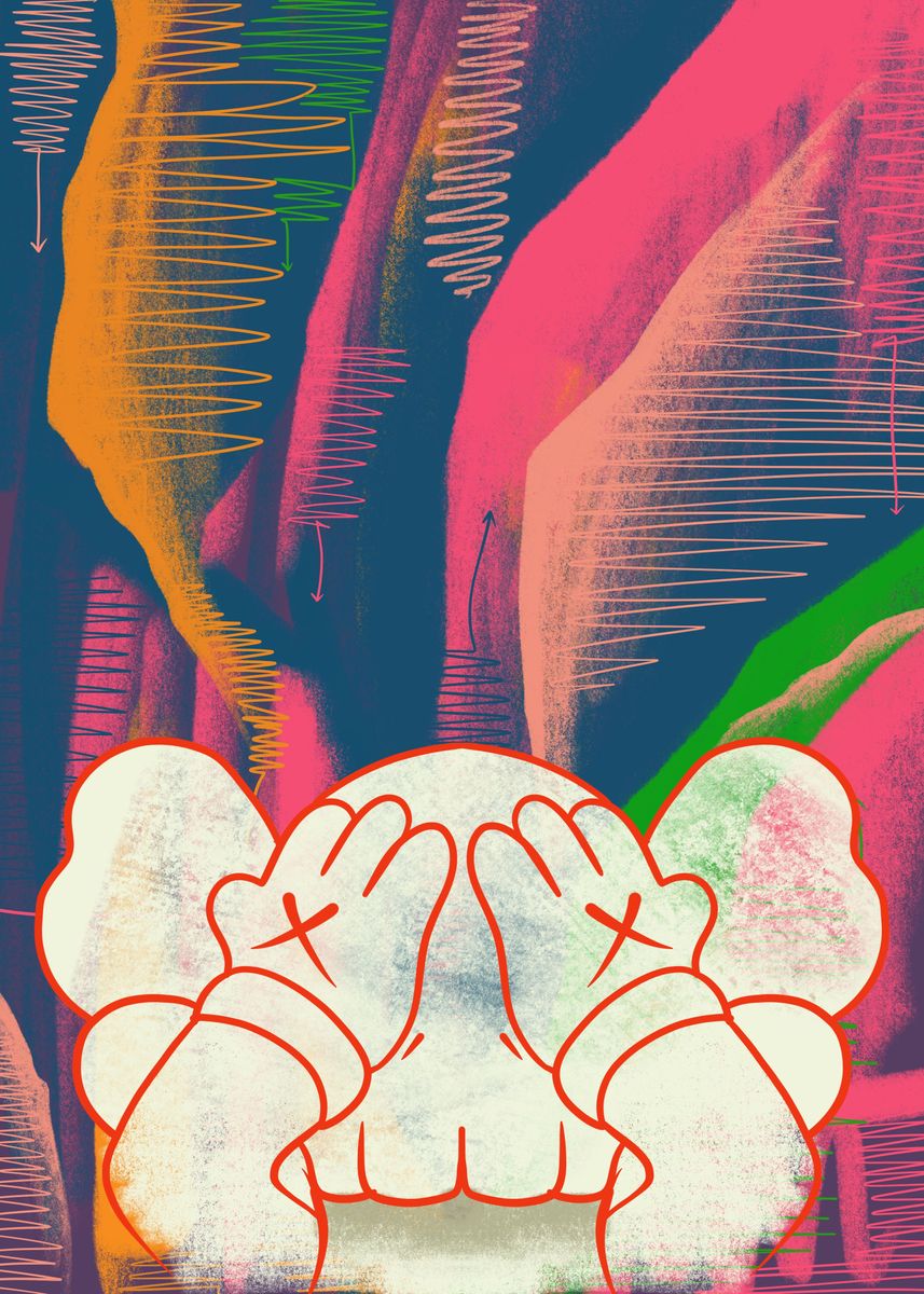 'Kaws Dolls unique abstrac' Poster, picture, metal print, paint by masn ...