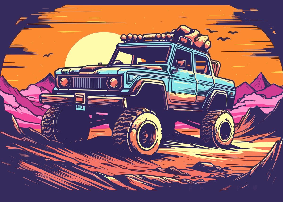 'Car off road artwork' Poster by Mobilunik | Displate