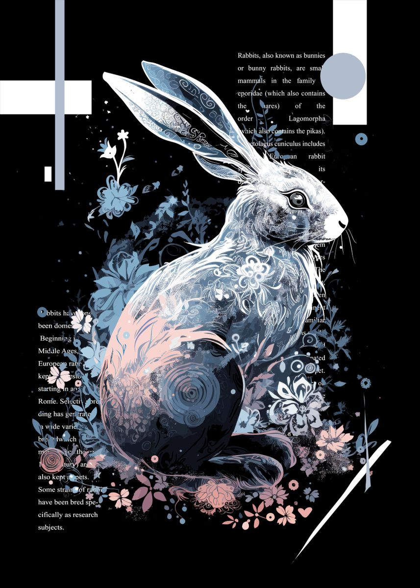 'Rabbit Text art' Poster, picture, metal print, paint by Ludo Enko ...