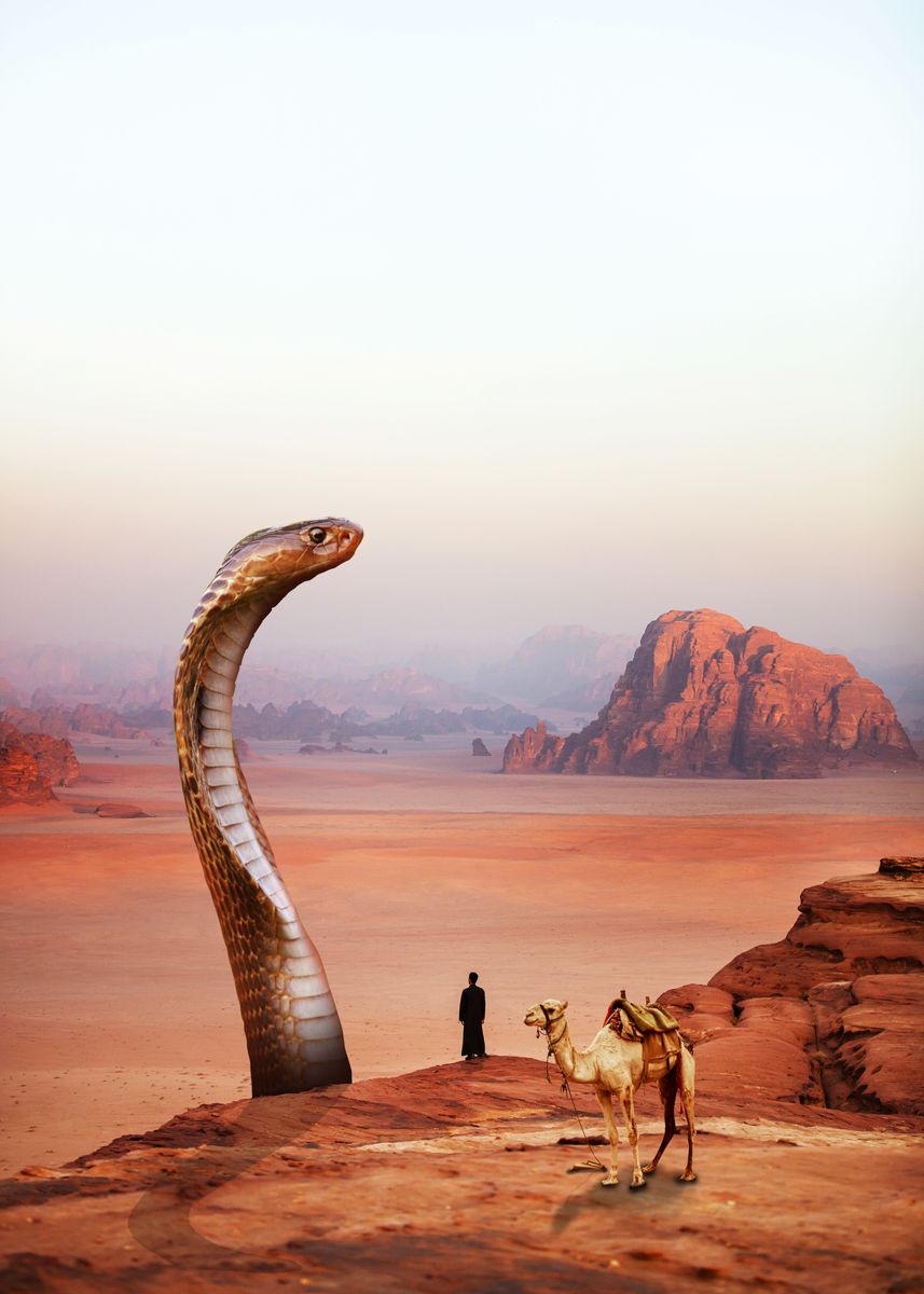 'Snake Desert Camel' Poster, picture, metal print, paint by Shamoon ...
