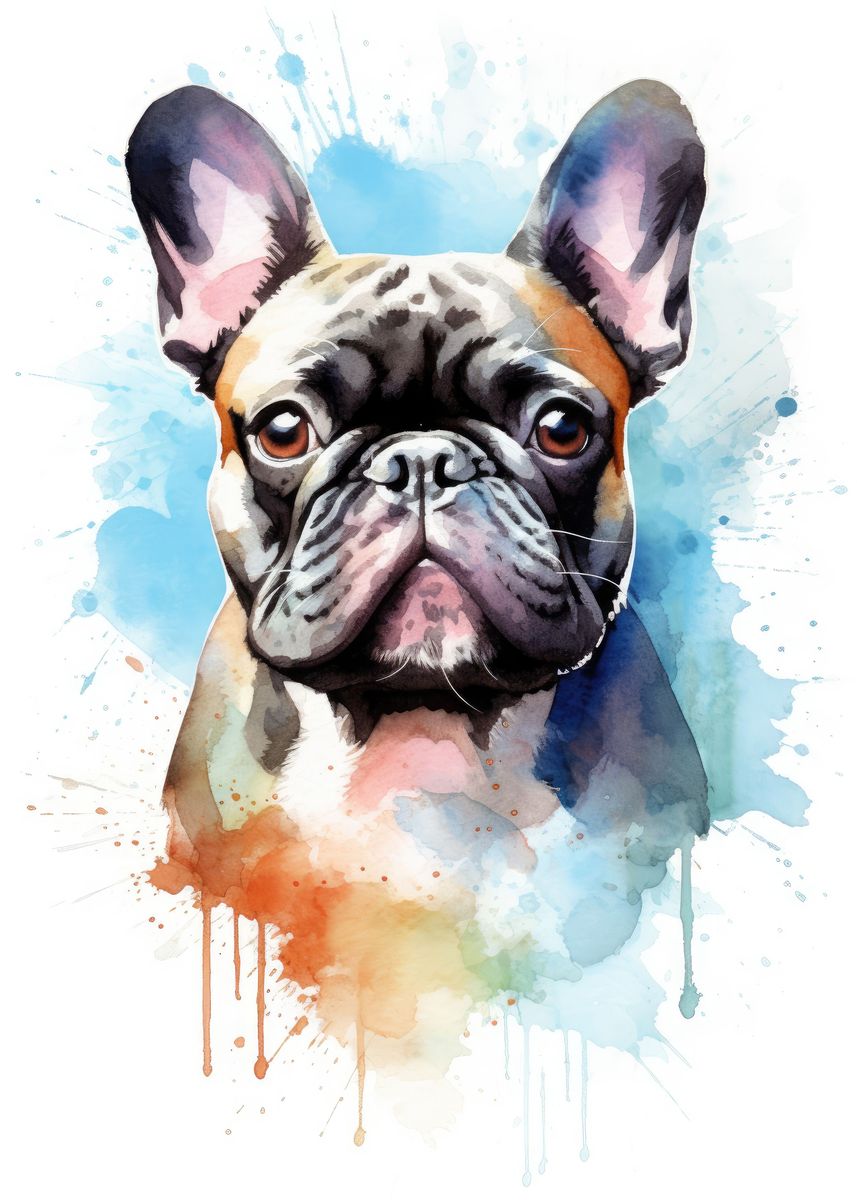'French bulldog watercolor' Poster, picture, metal print, paint by ...