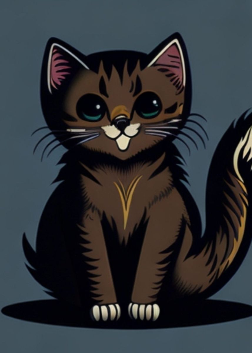 'Cute Cartoon Kitten' Poster, picture, metal print, paint by Malcom ...