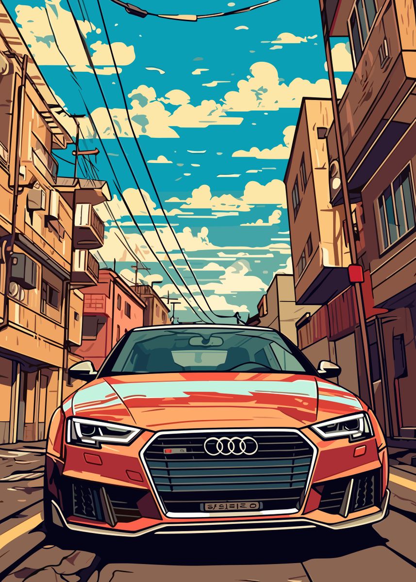 'Audi A4 Car Minimalist' Poster, picture, metal print, paint by ...