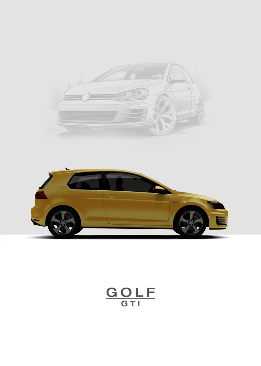 'Golf 7 GTI 2016 Yellow 3D' Poster, picture, metal print, paint by 21 ...