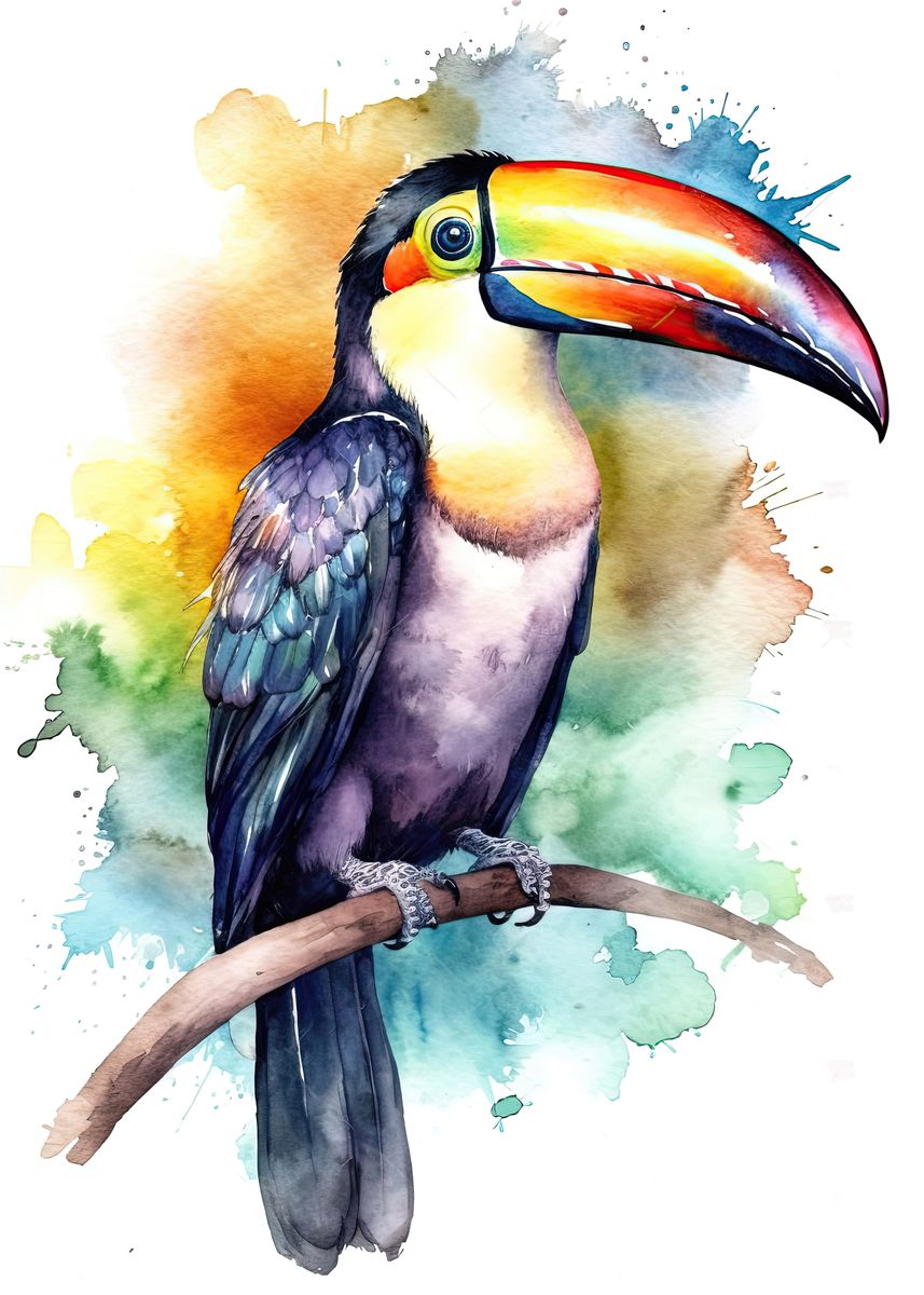 'Watercolor Toucan Painting' Poster by BestPrints | Displate