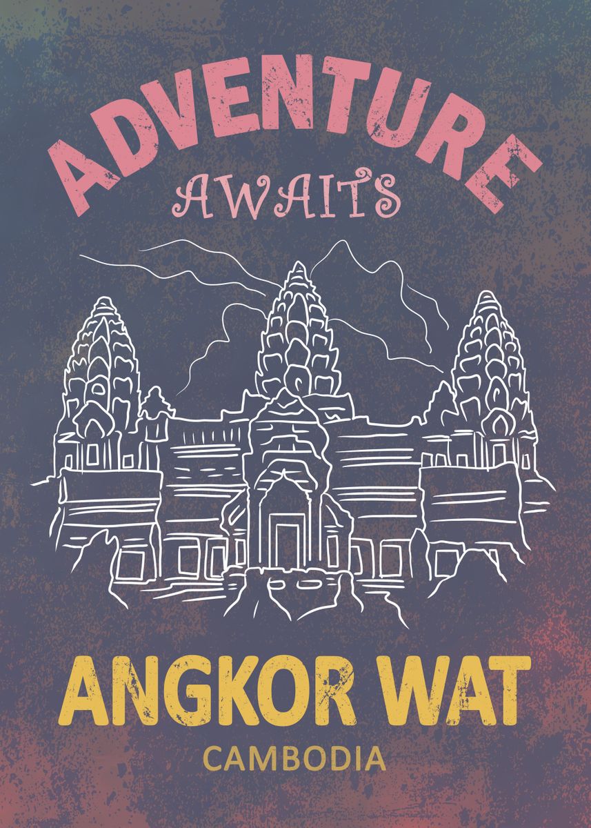 'Angkor Wat Cambodia Travel' Poster, picture, metal print, paint by ...