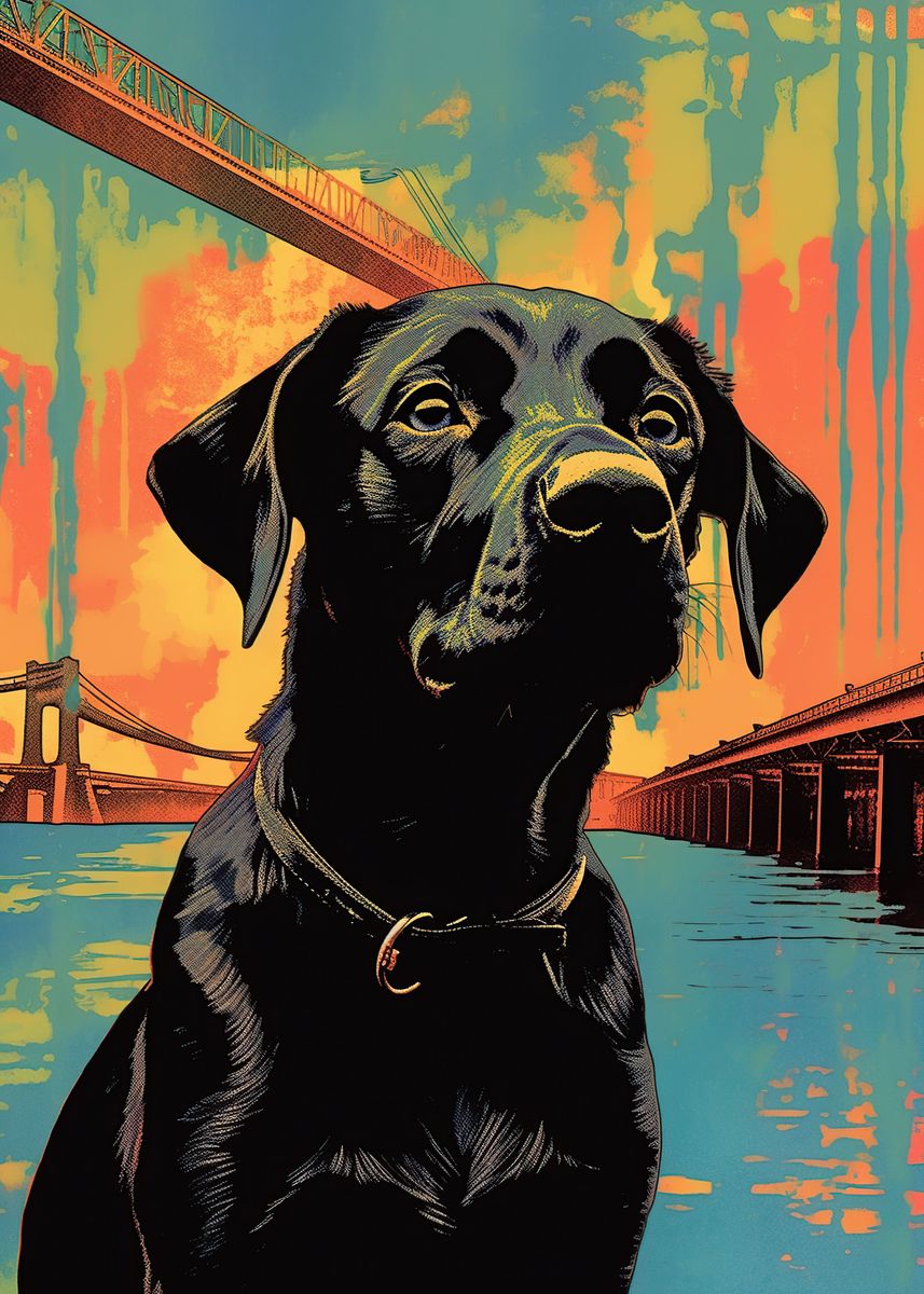 'Shadowed Guardian Dog Art' Poster, picture, metal print, paint by ...