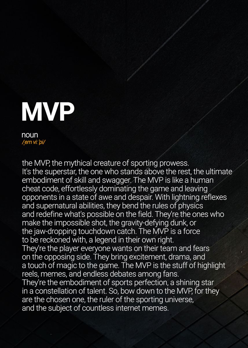 'MVP' Poster, picture, metal print, paint by Mr Penguin | Displate