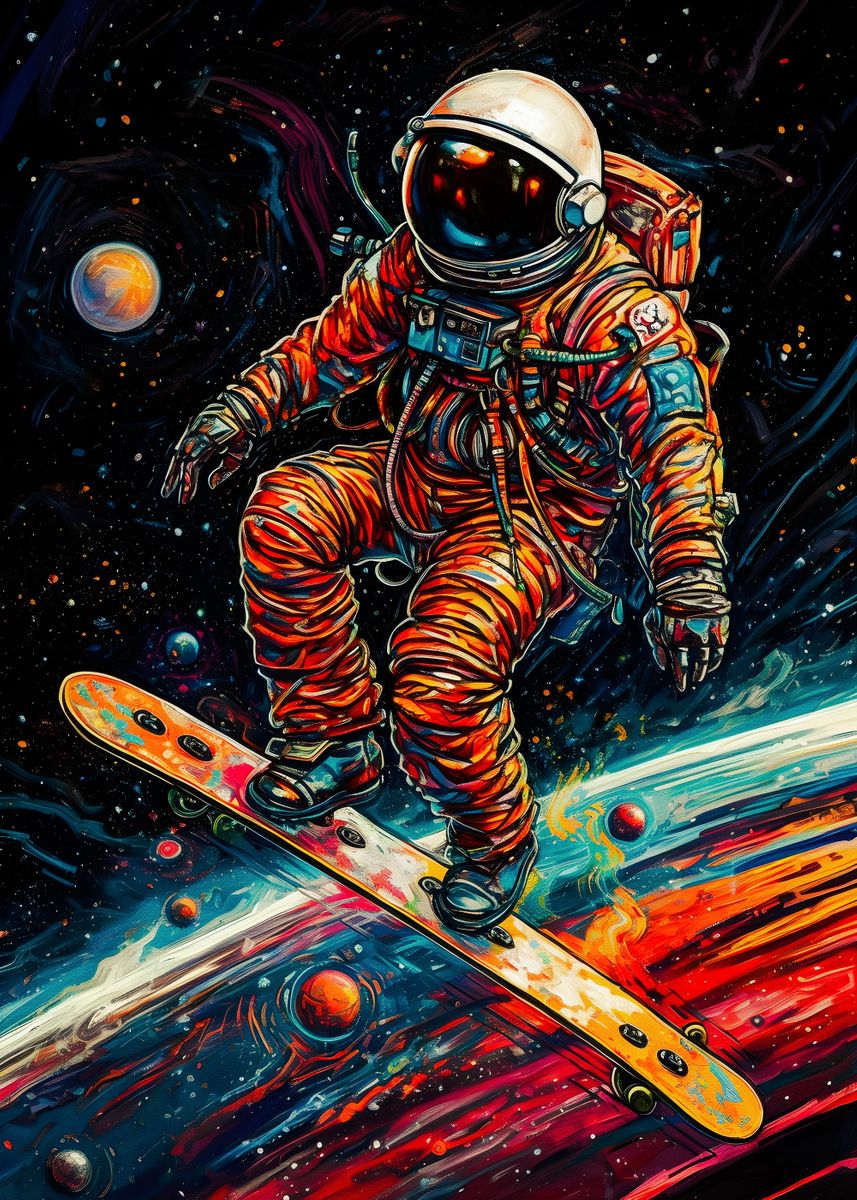 'Astronaut playing skt' Poster, picture, metal print, paint by Elz art ...