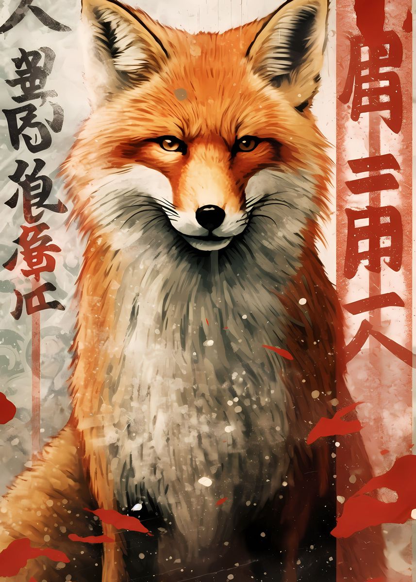 'Fox China' Poster, picture, metal print, paint by DecoyDesign | Displate