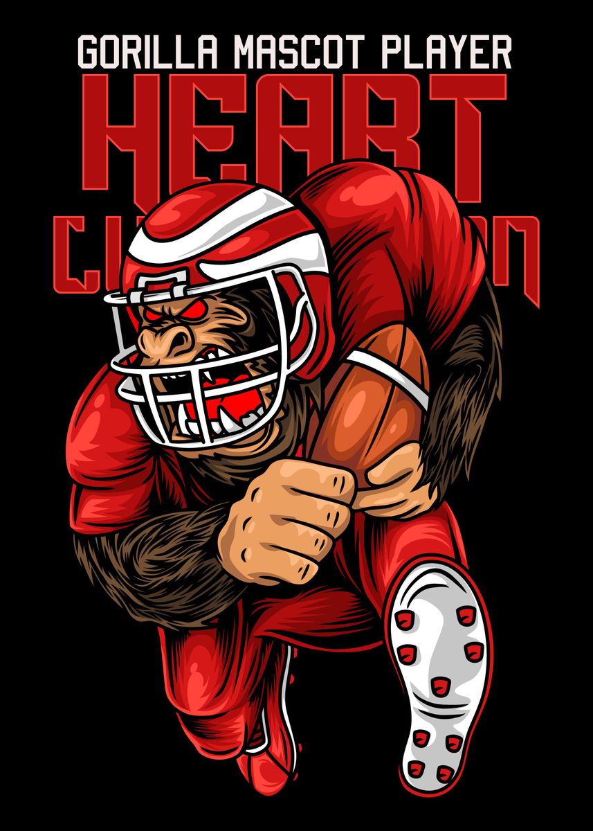 'Gorilla Football Text' Poster, picture, metal print, paint by hendra ...