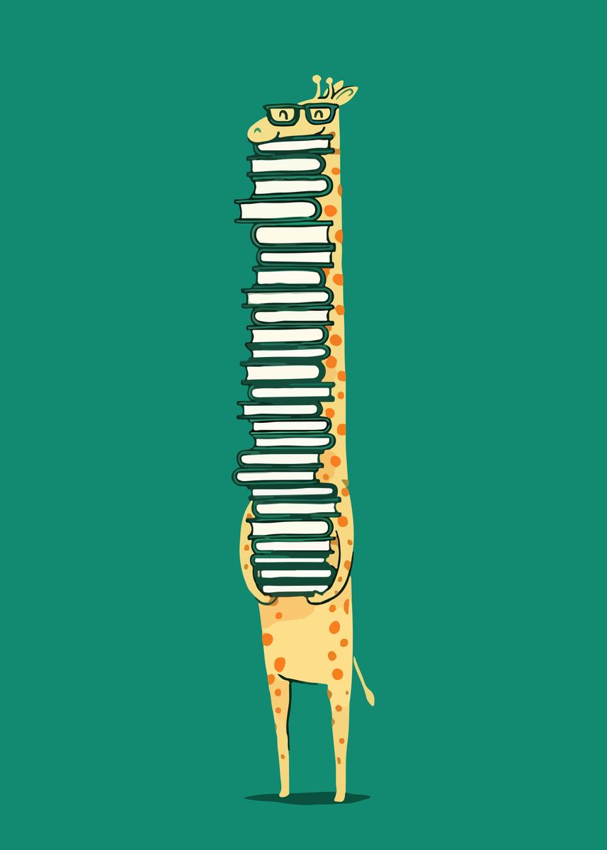 'library giraffe memes' Poster, picture, metal print, paint by Samuel ...