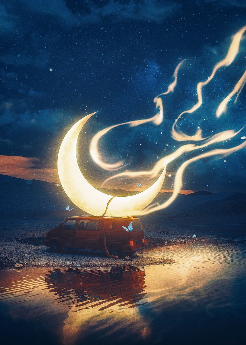 'Fallen Moon' Poster, picture, metal print, paint by som bhagyawant ...