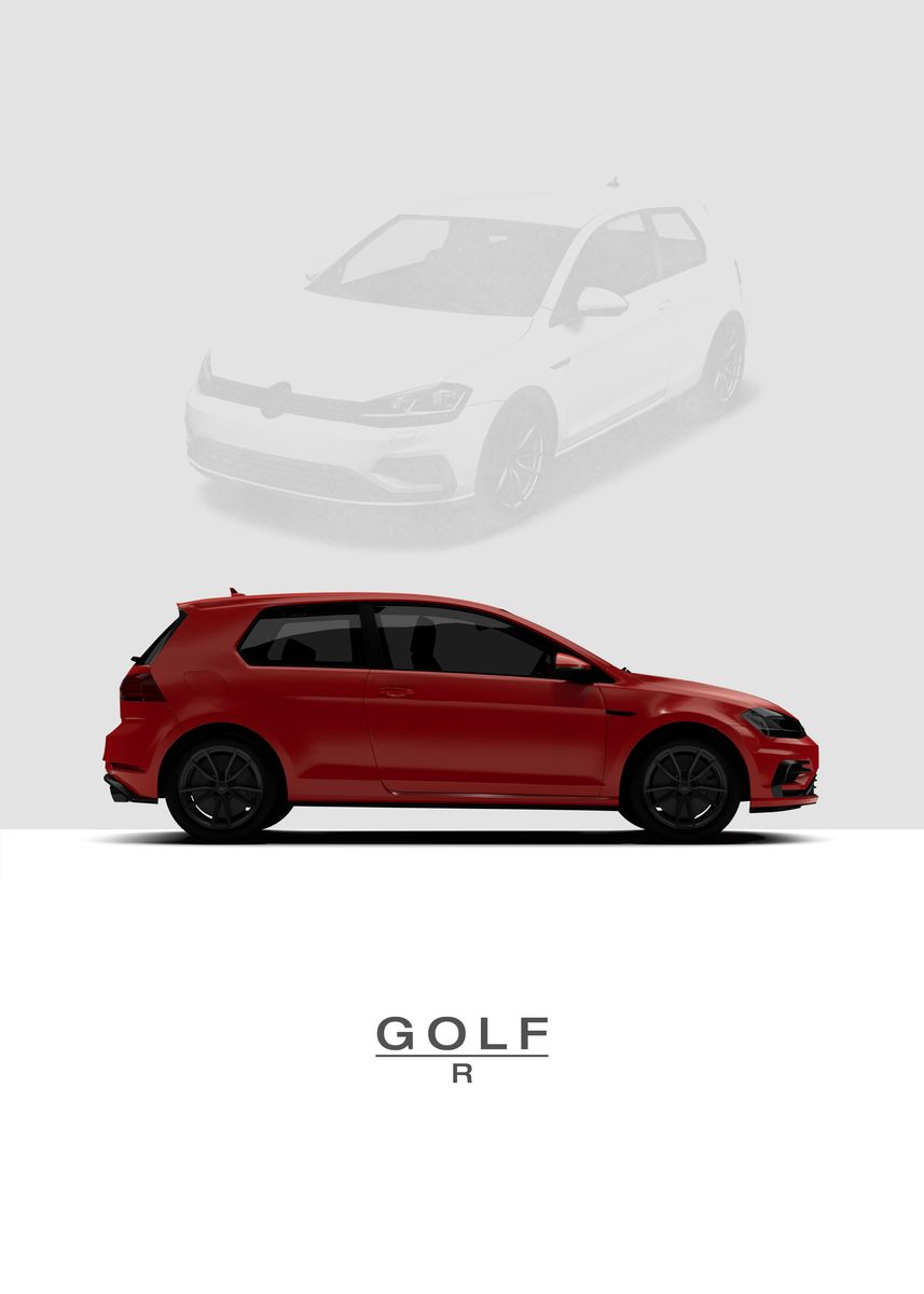 'VW Golf R 3D 2017 Red' Poster, picture, metal print, paint by 21 MXM ...