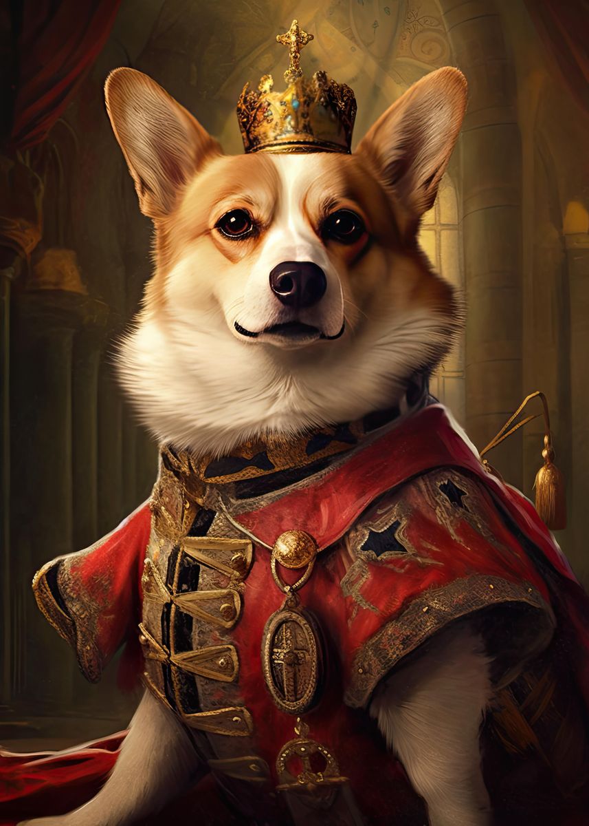'Corgi The King ' Poster, picture, metal print, paint by PetPrints ...