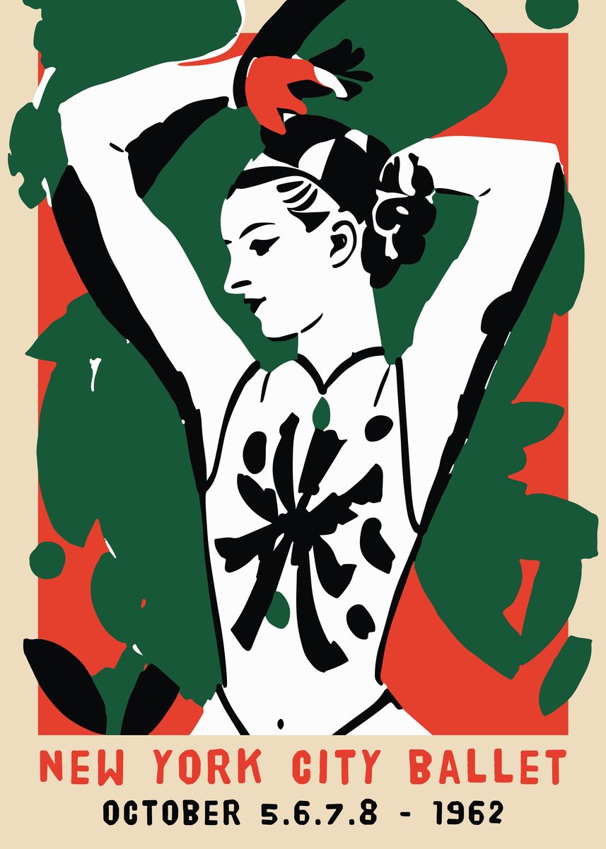 'New York City Ballet Print' Poster, picture, metal print, paint by BluePinkPanther | Displate