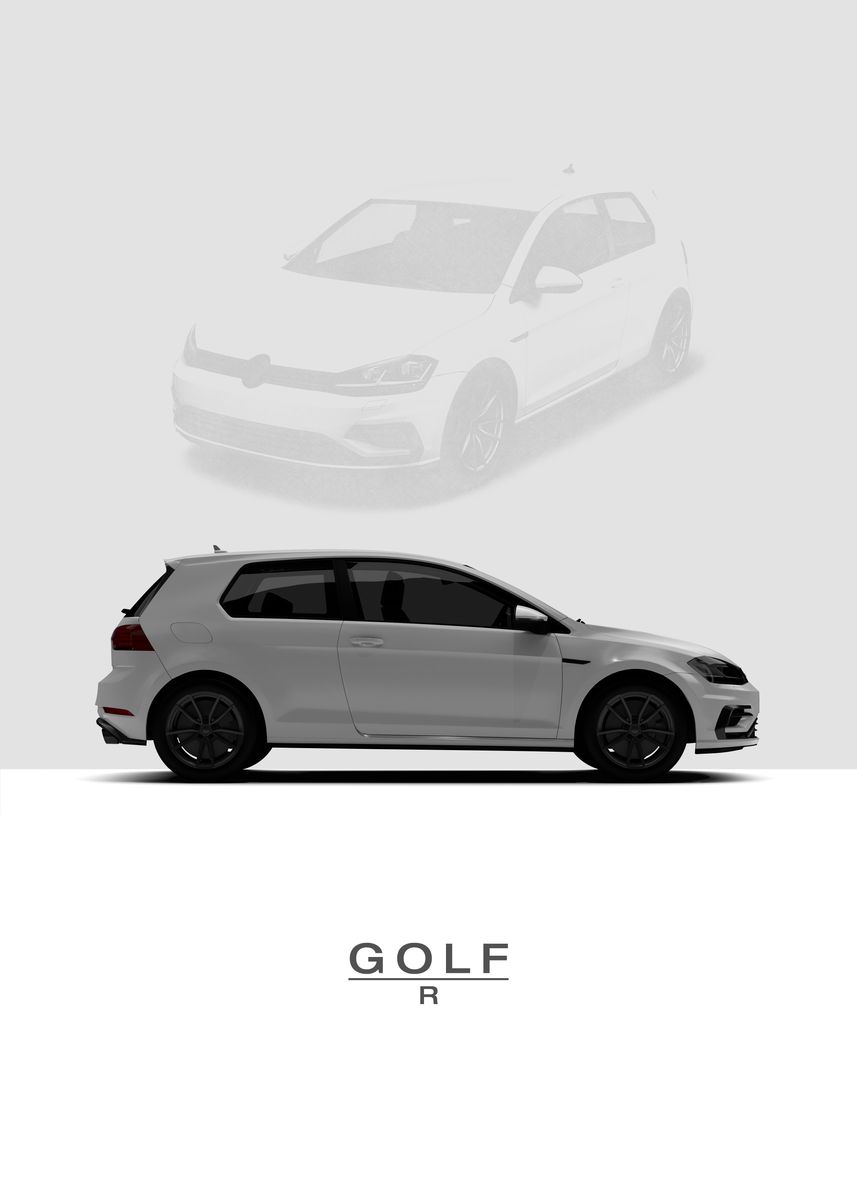 'VW Golf R 3D 2017 White' Poster, picture, metal print, paint by 21 MXM ...