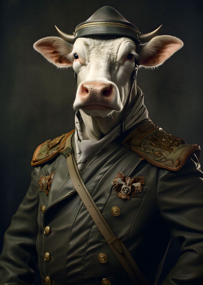 'Military Cow' Poster, picture, metal print, paint by Makadur | Displate