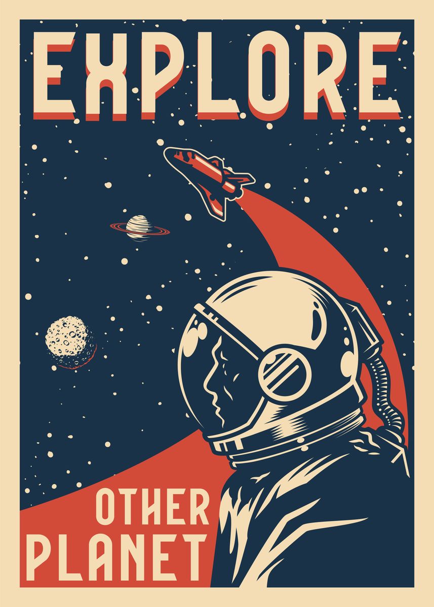 'Explore Other Planet Space' Poster, picture, metal print, paint by ...
