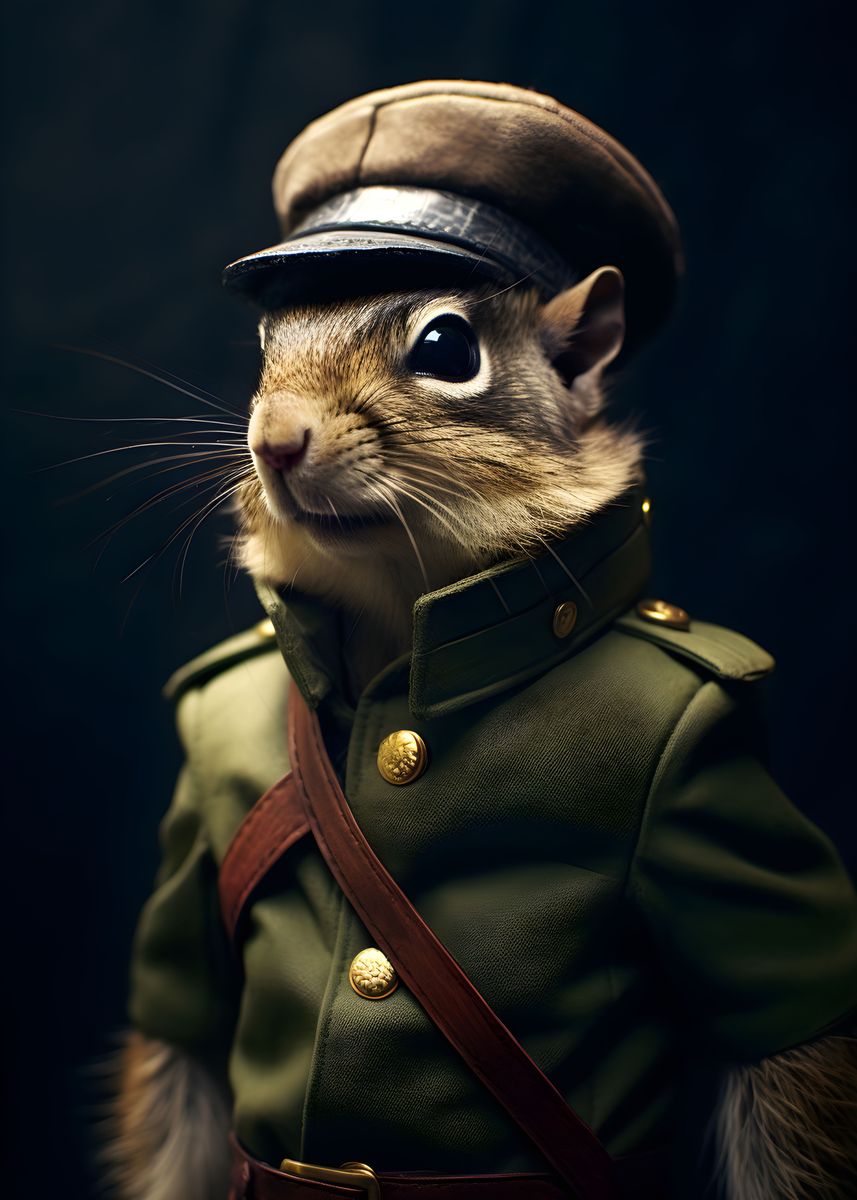 'Military Chipmunk' Poster, picture, metal print, paint by Makadur ...