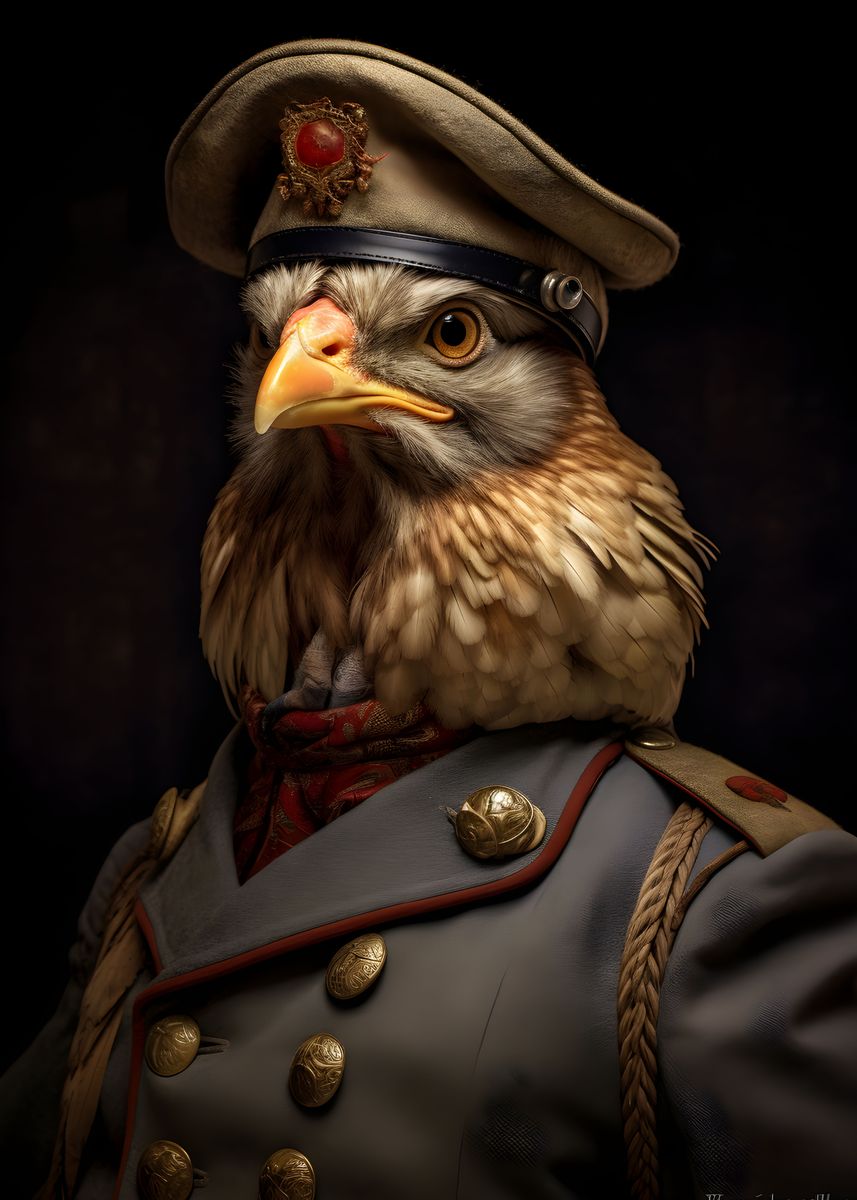 'Military Chicken' Poster, picture, metal print, paint by Makadur ...