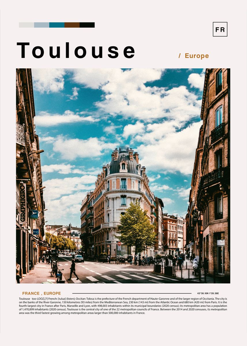 'Toulouse poster landscape' Poster, picture, metal print, paint by ...