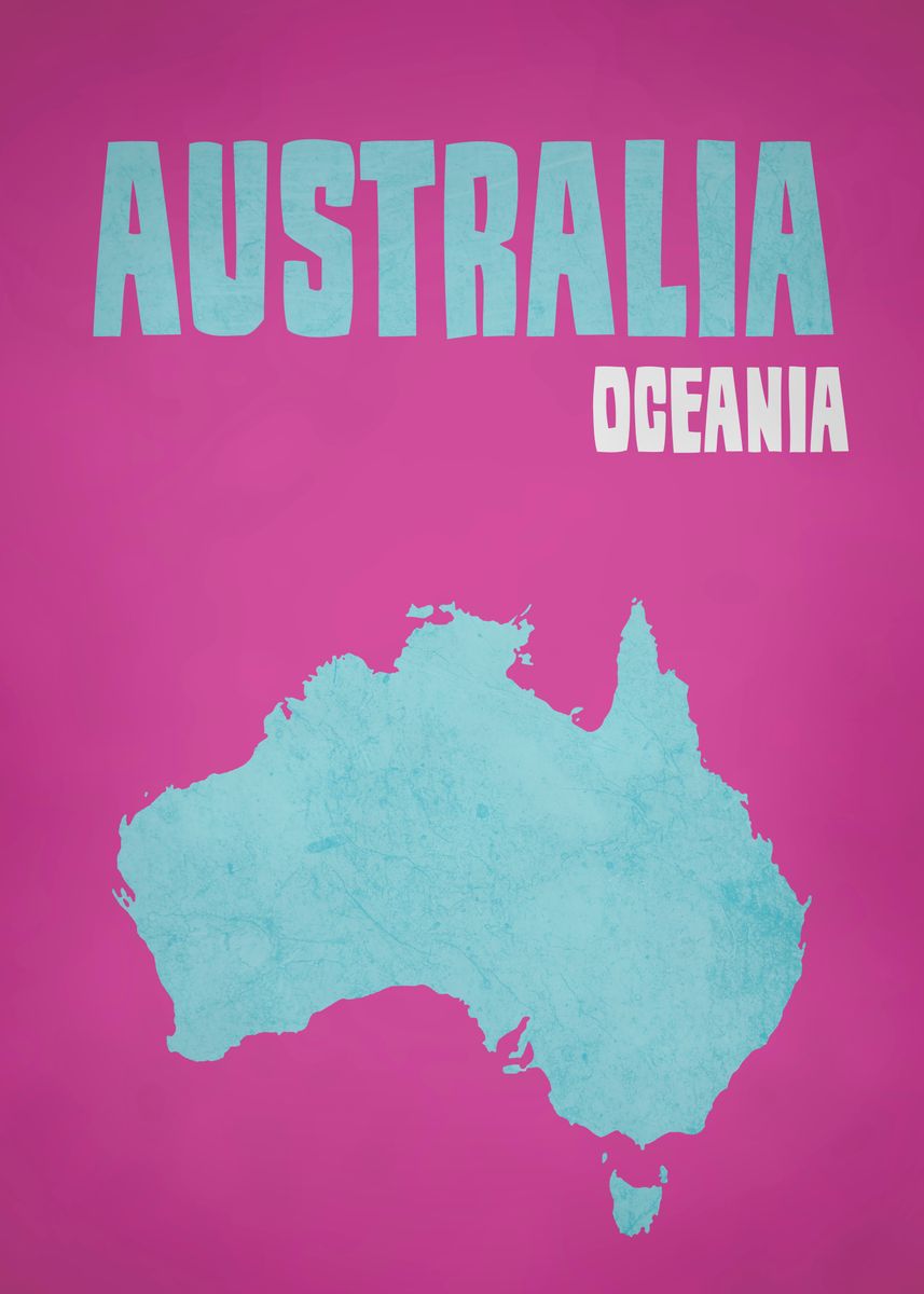 'AUSTRALIA OCEANIA MAP' Poster, picture, metal print, paint by KIMIDIGI ...