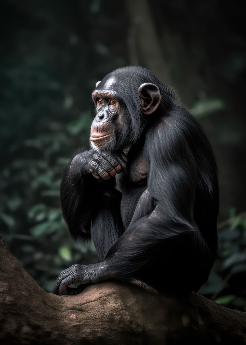 'Serious chimpanzee' Poster, picture, metal print, paint by Zooscape ...