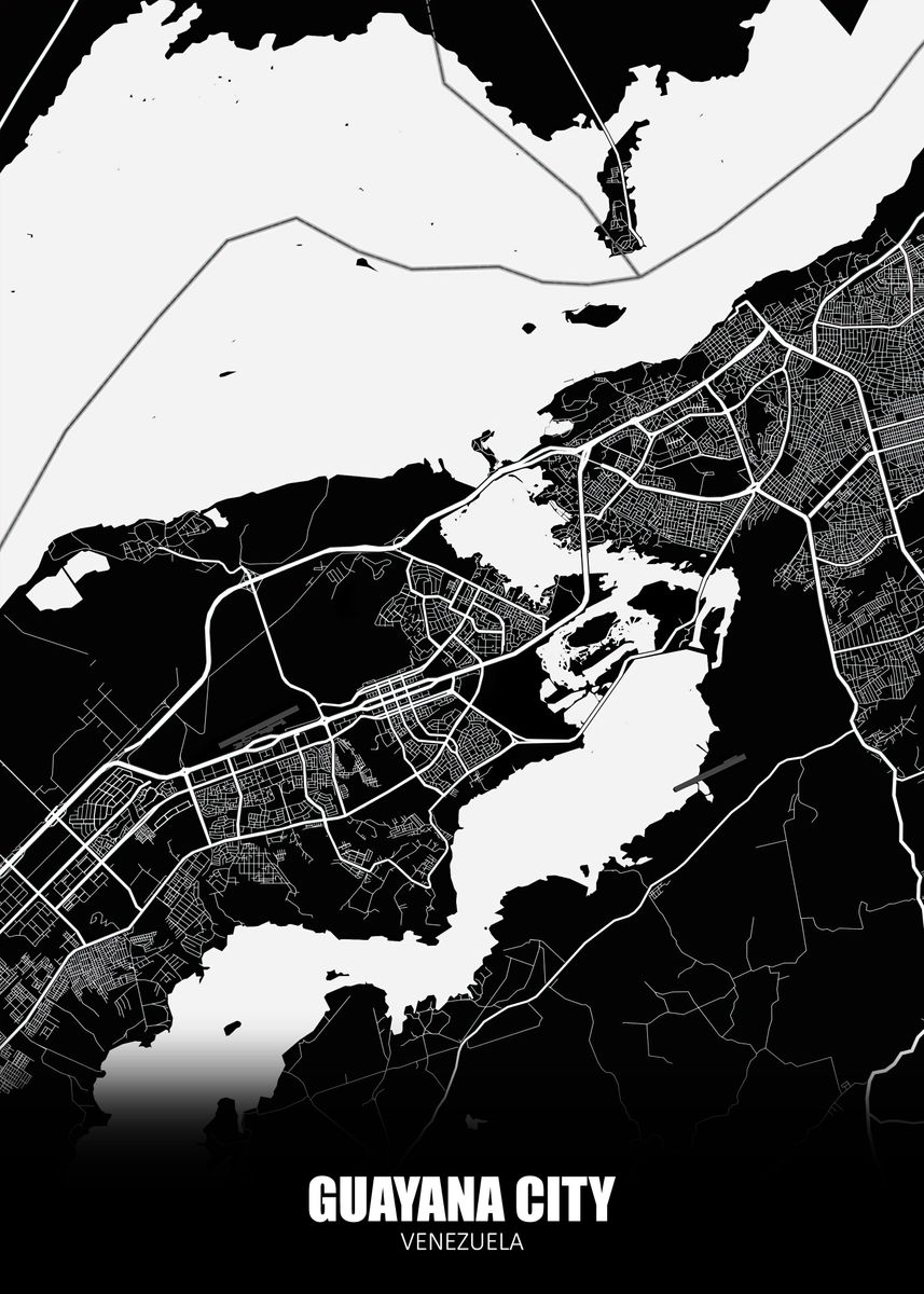 'Guayana City Venezuela Map' Poster by Zake Yonkou | Displate