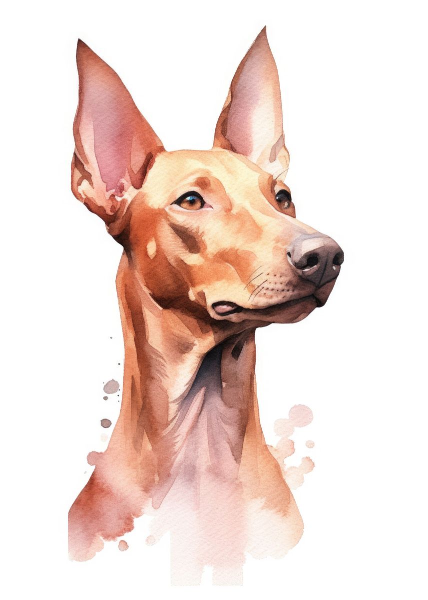 'pharaoh hound watercolor' Poster, picture, metal print, paint by ...