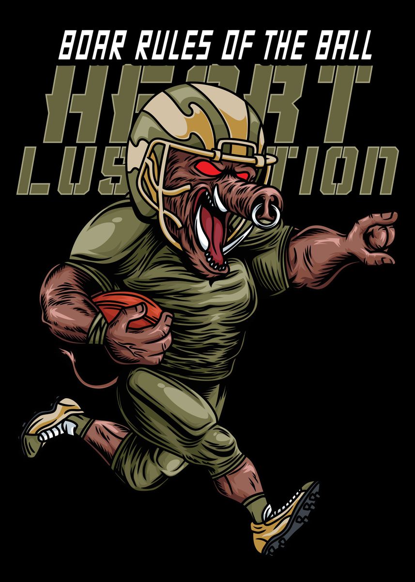 'Boar Football Text' Poster, picture, metal print, paint by hendra ...