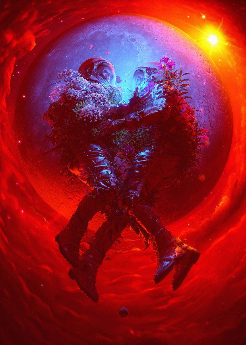 'Moon Lovers' Poster, picture, metal print, paint by Nicebleed | Displate