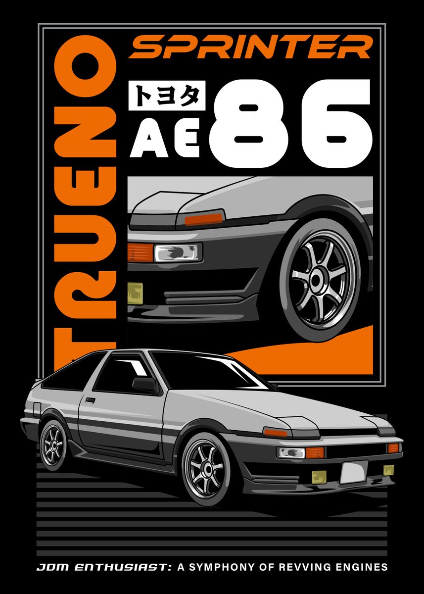 'Trueno Japan Car' Poster, picture, metal print, paint by Berkah Jaya ...