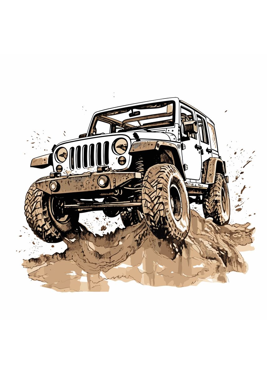 'Off road 4X4 monochrome ' Poster, picture, metal print, paint by ...