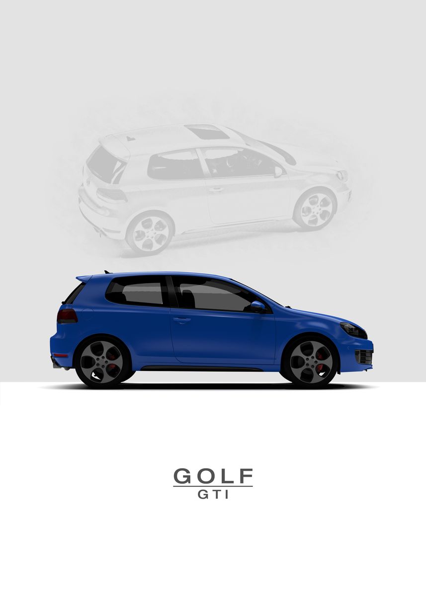'2010 VW Golf GTI Mk6 Blue' Poster, picture, metal print, paint by 21 ...