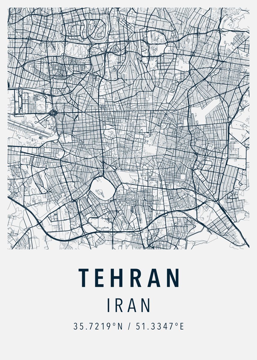 'tehran simple map' Poster, picture, metal print, paint by Denise ...