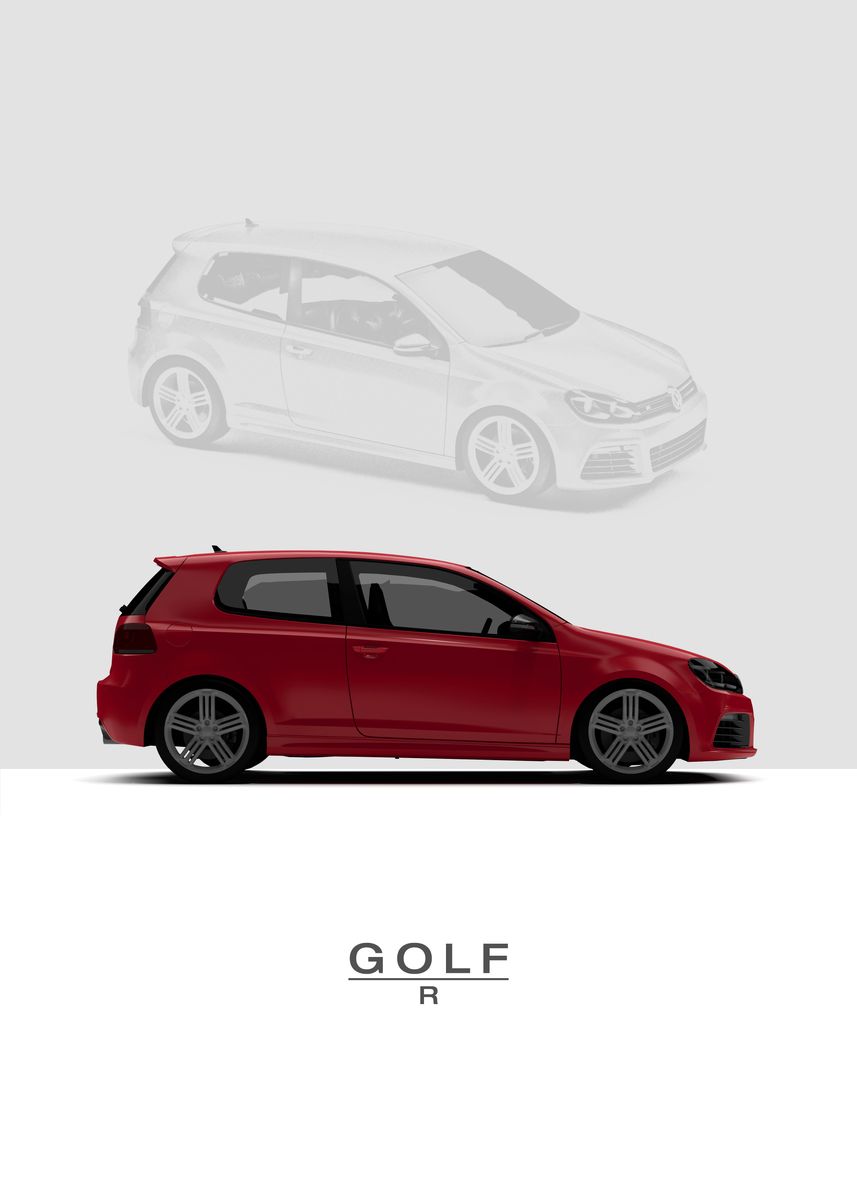 '2010 VW Golf R Mk6 Red' Poster, picture, metal print, paint by 21 MXM ...