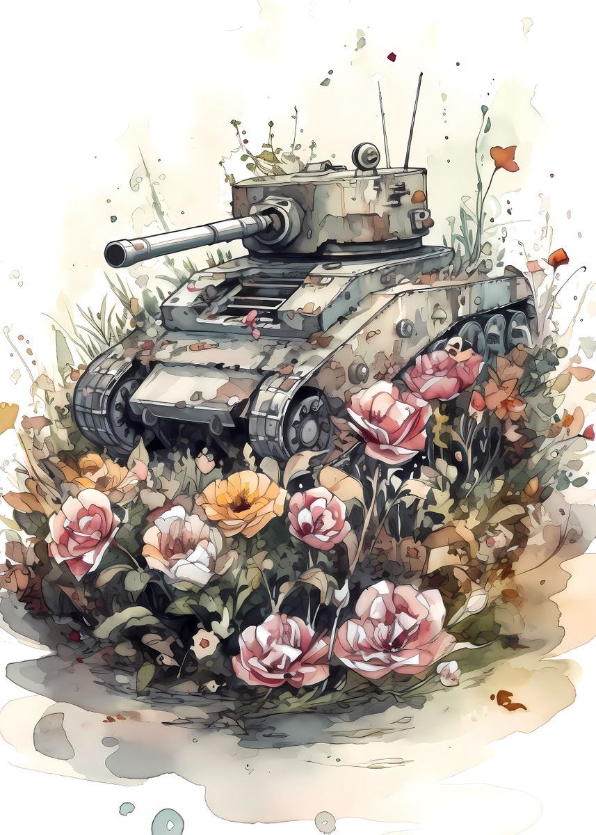 'Send Flowers Not Tanks' Poster, picture, metal print, paint by ...