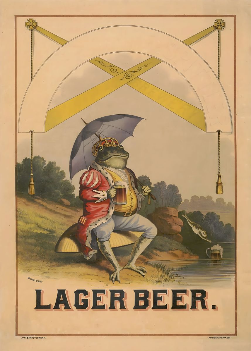 'Frog Beer' Poster, picture, metal print, paint by Vintage Painting ...