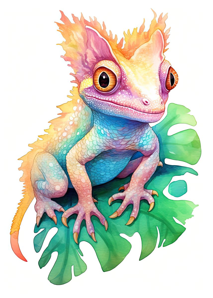 'Watercolor Gecko Painting' Poster by BestPrints | Displate