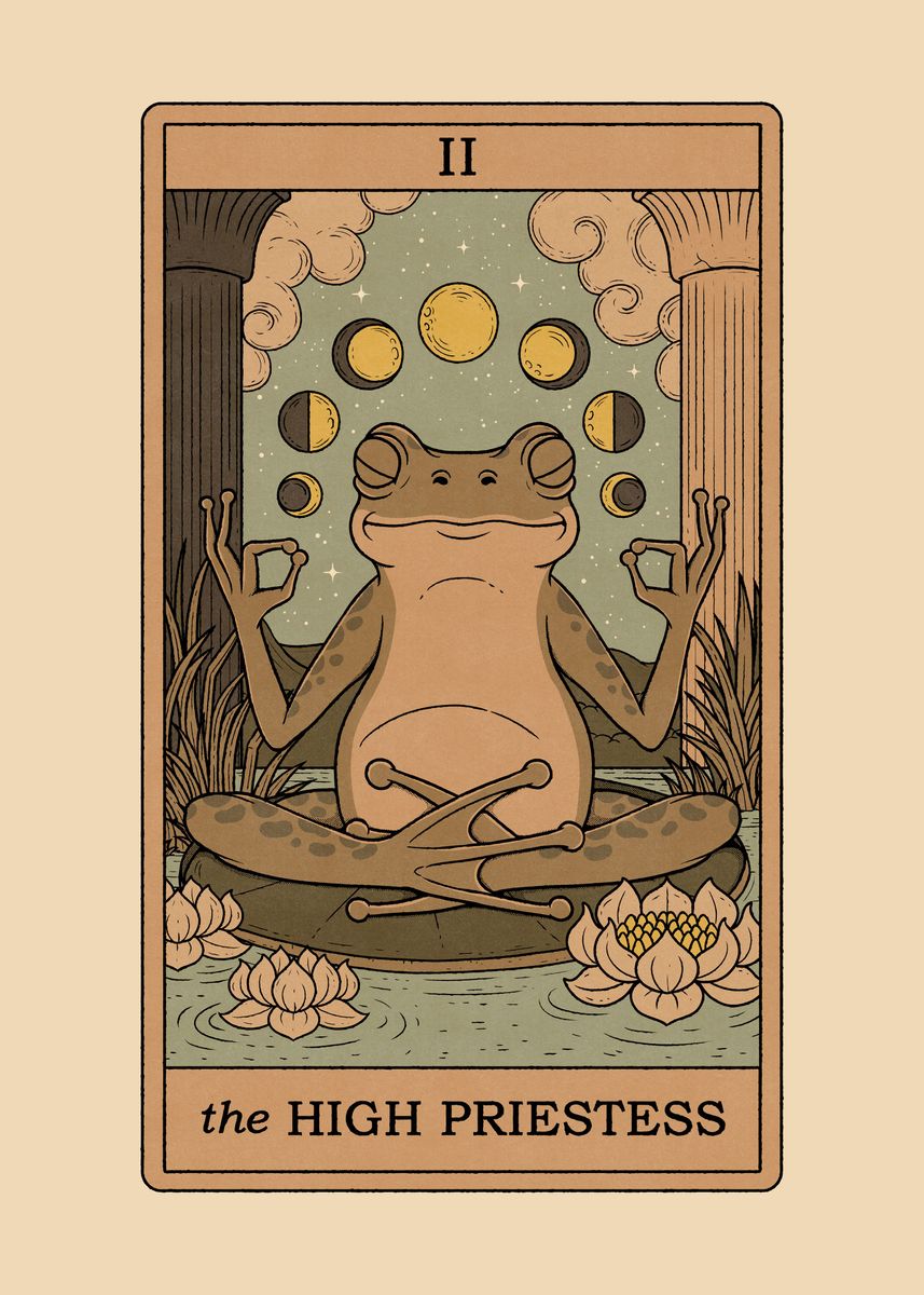 'The High Priestess Frog' Poster, picture, metal print, paint by Thiago ...