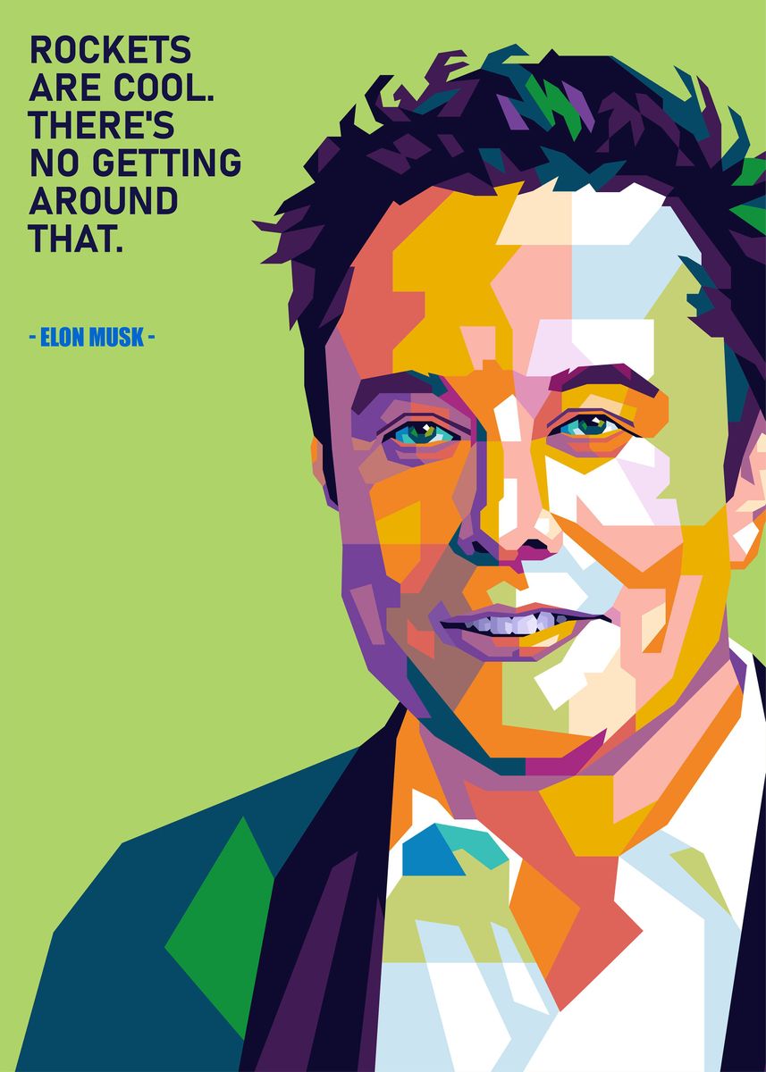 'Elon Musk' Poster, picture, metal print, paint by Mas Nono | Displate
