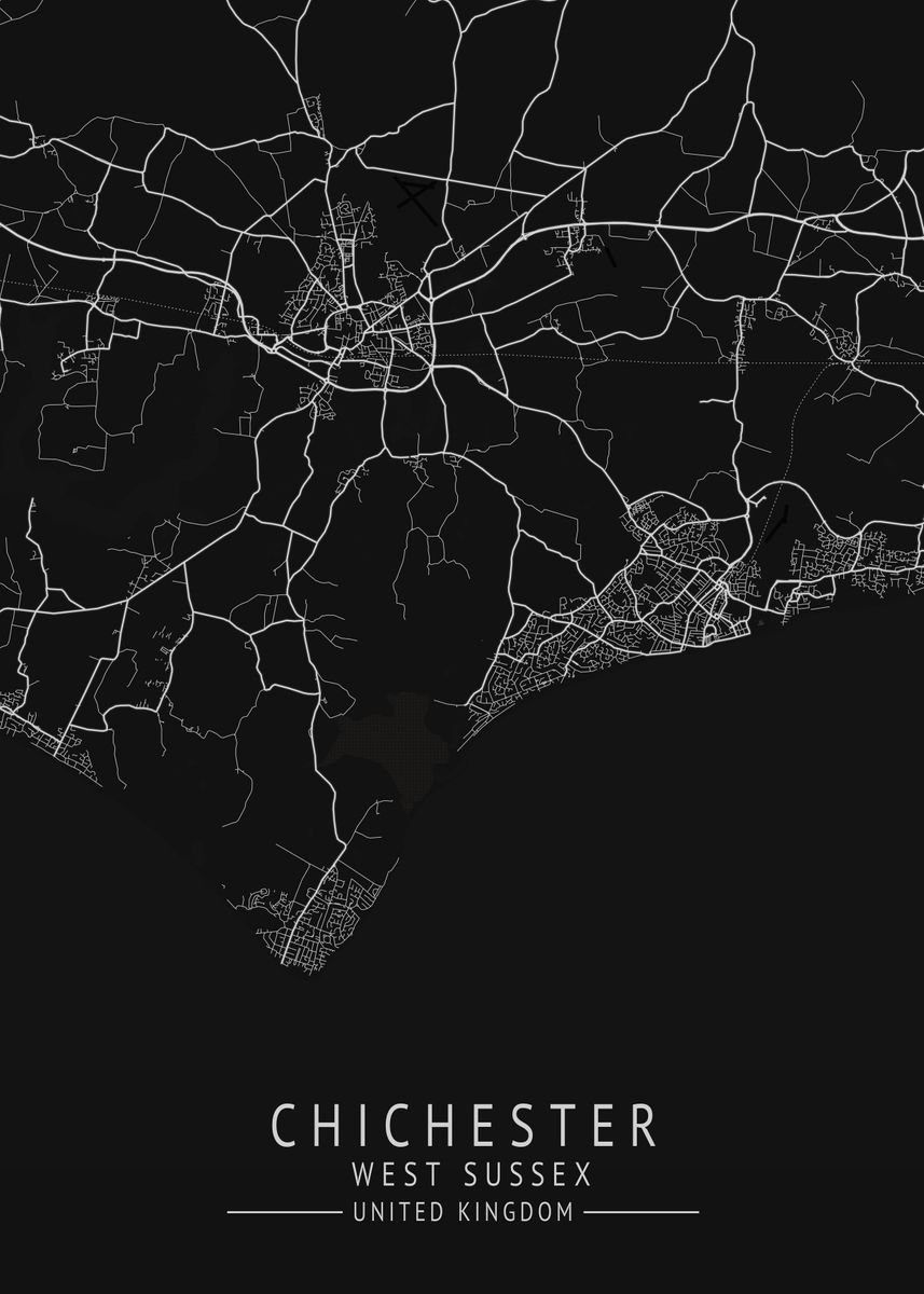 'Chichester UK City Map' Poster, picture, metal print, paint by Gigi ...