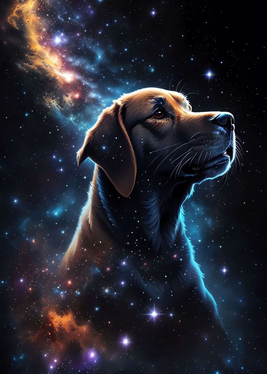 'Labrador Galaxy' Poster, picture, metal print, paint by Alex Bayu ...