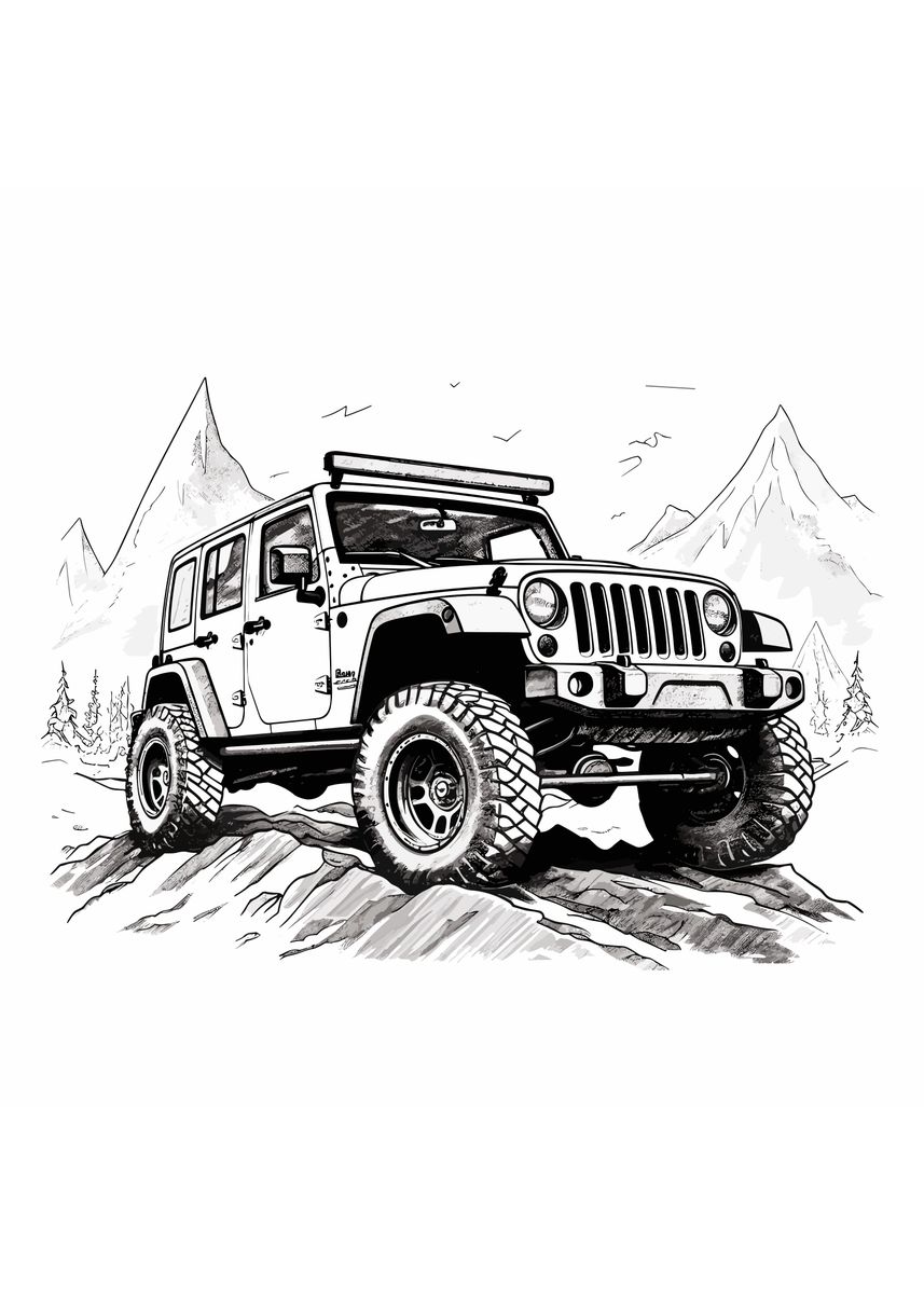 'Off road monochrome ' Poster, picture, metal print, paint by Mobilunik ...