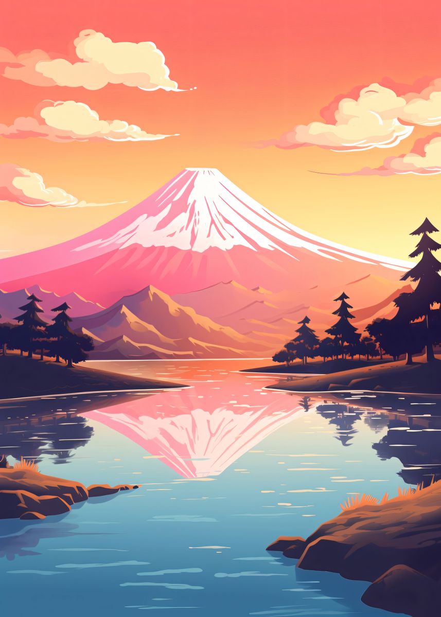 'Japan Landscape' Poster, picture, metal print, paint by Conceptual ...