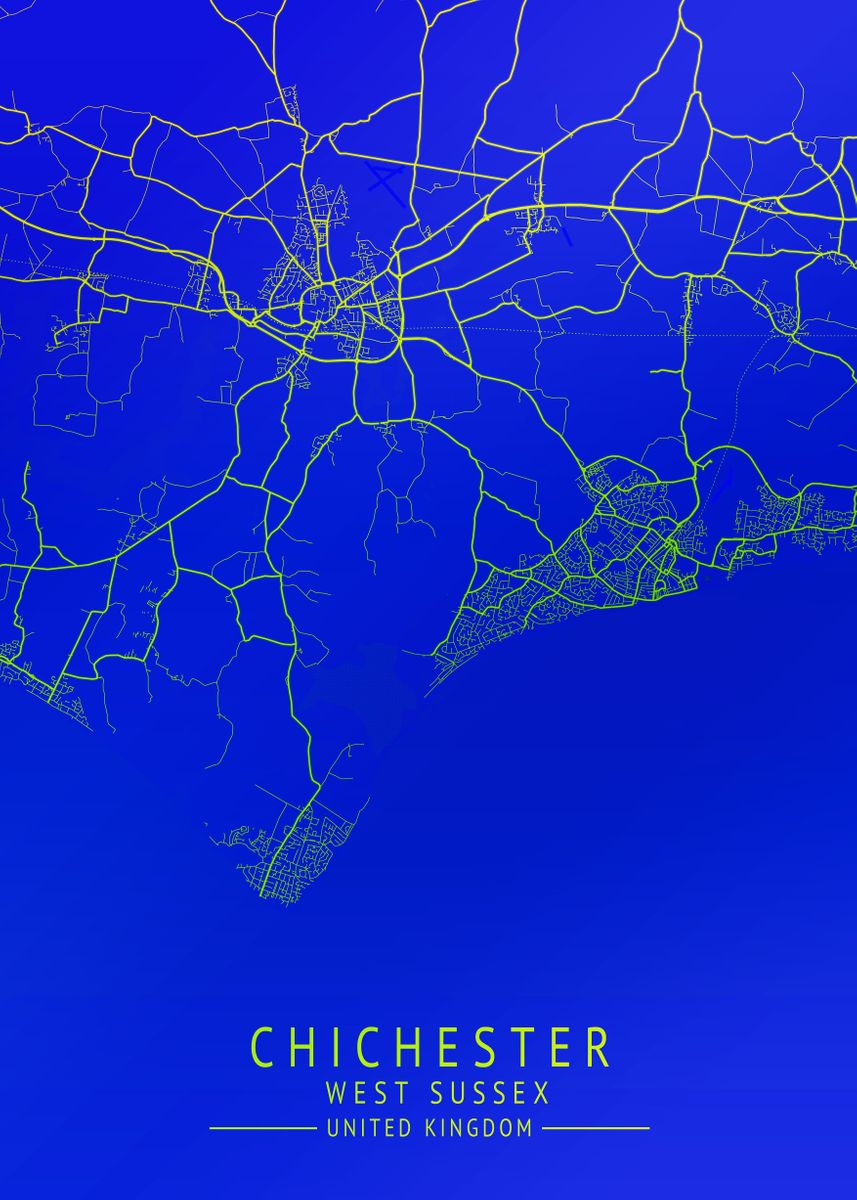 'Chichester UK City Map' Poster, picture, metal print, paint by Gigi ...