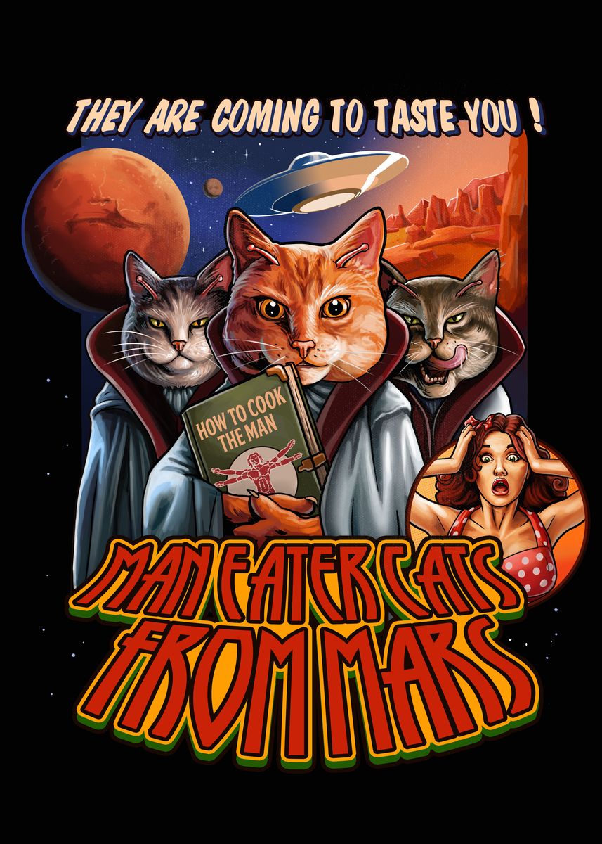 'Cats From Mars' Poster, picture, metal print, paint by DAObiwan | Displate